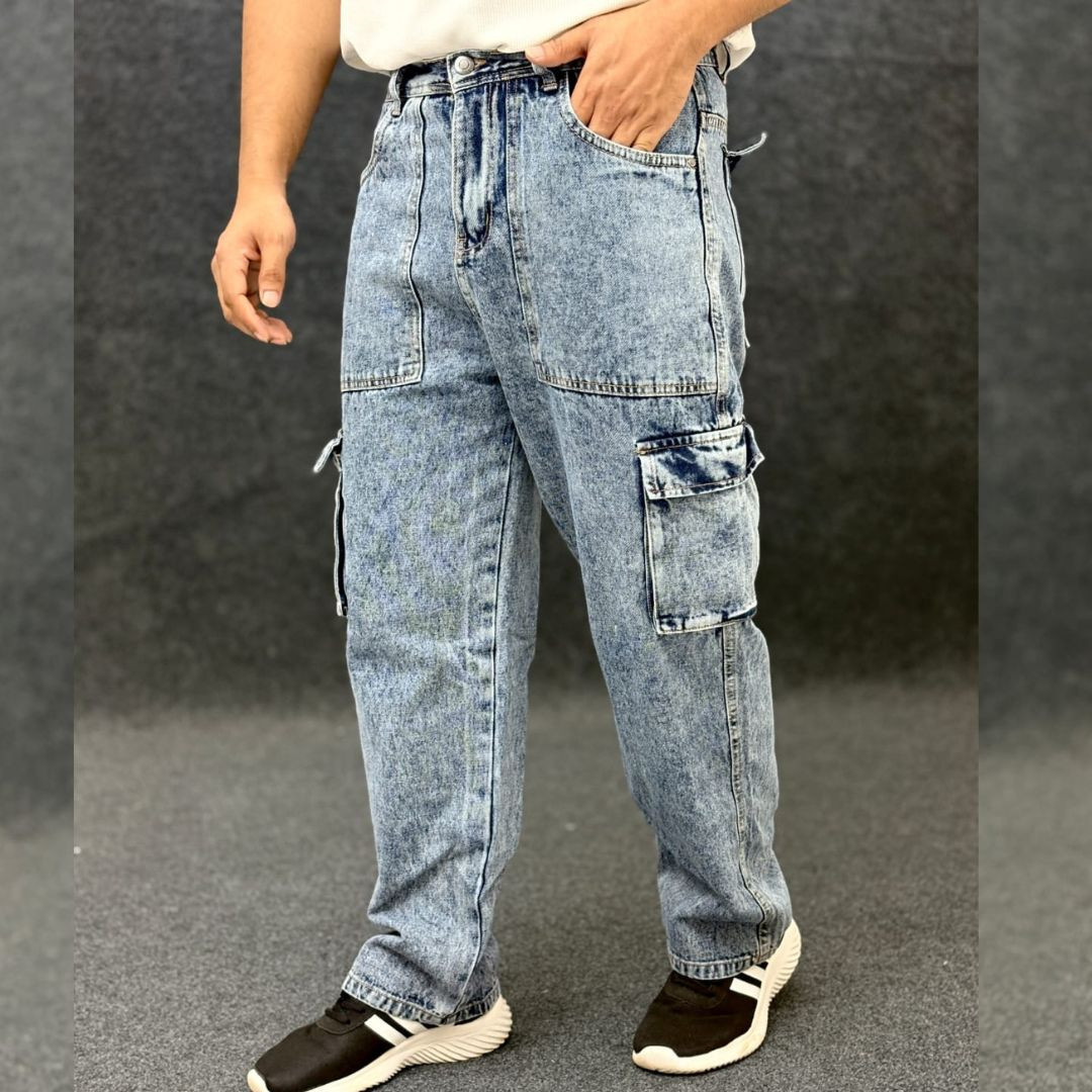 PREMIUM 6 POCKETS DENIM BAGGY PANT || 1307